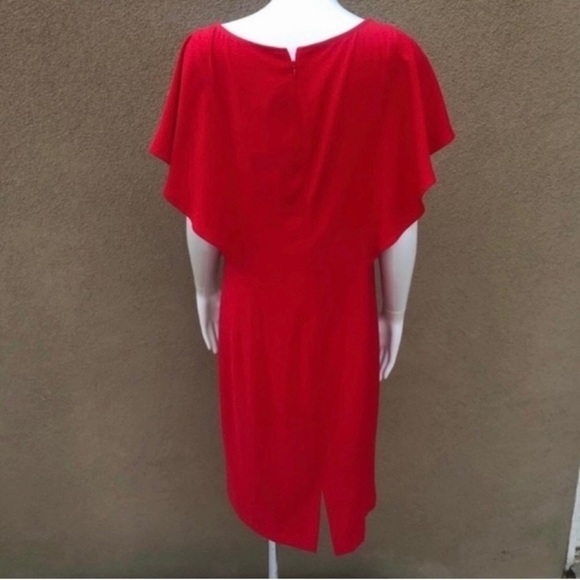 St. John | Dresses | St John Red Flutter Sleeve Boatneck Dress Size 6 ...